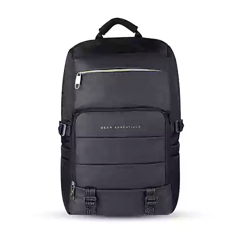 Gear Double Decker 31L Faux Leather Anti-Theft Laptop Backpack (Black ...